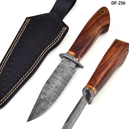 White Deer Damascus Bolster Hand Forge Hunter Knife Cocobolo Wood ...