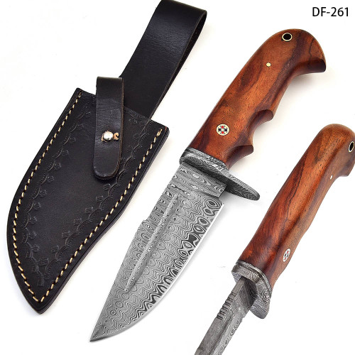 White Deer Blood Groove Blade Damascus Bolster Hand Forge Hunter Knife ...