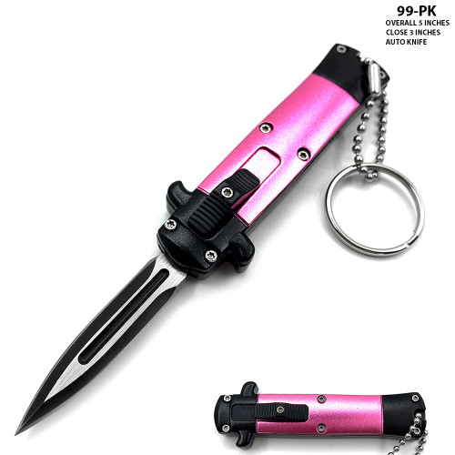 Mini Pink Key Chain OTF Knife Double Edge Blade - Edge Import