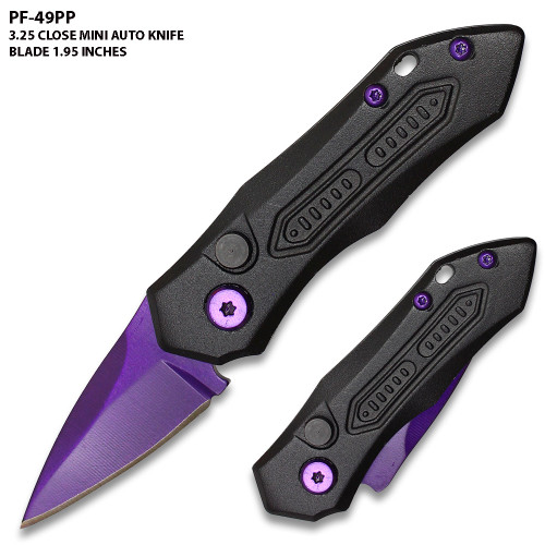New purple Blade Push Button 5 Inches Overall Legal Auto Knife Black ...