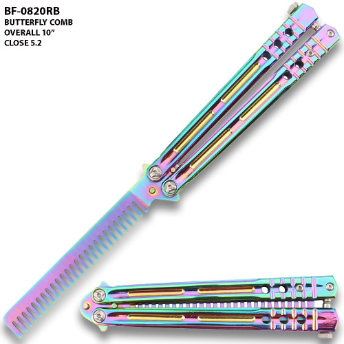 Titanium Stainless Steel Folding Butterfly Balisong Comb - Edge Import
