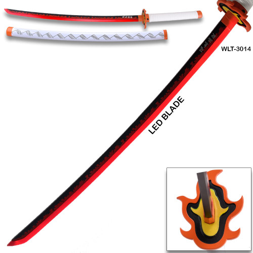 DEMON SLAYER - Kyojuro Rengoku Red Nichirin Sword LED Light-Up Wood ...