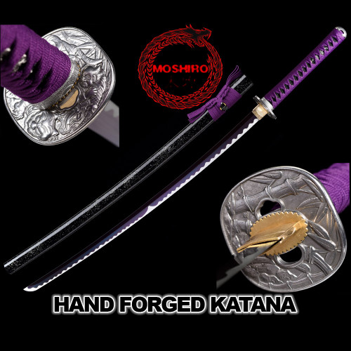 Hand Forged MOSHIRO 1045 High Carbon Steel Purple Glossy Scabbard ...