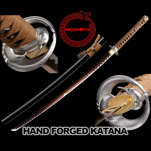 Hand Forged MOSHIRO 1045 High Carbon Steel Black Glossy Scabbard - Edge ...