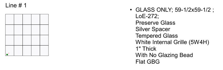 GLASS ONLY; 59-1/2x59-1/2 ; LoE-272; N/C Preserve Glass N/C Silver ...