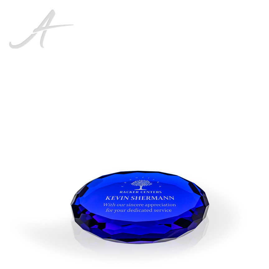 Hudson Blue Crystal Paperweight | Engraved Crystal Awards | Awarding You