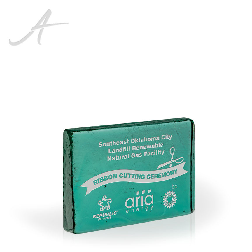 Sargossa Horizontal Wedge Recycled Glass Award | Engraved Glass Awards ...