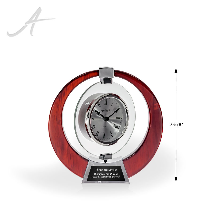 Hora Rosewood Swivel Desk Clock | Corporate Recognition Gifts ...