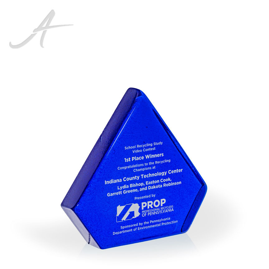 Hope Cobalt Diamond Recycled Glass Award | Engraved Glass Awards ...