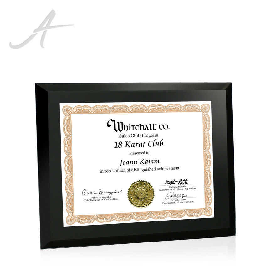 Onyx Glass Certificate Holder | Corporate Recognition Gifts | Awarding You