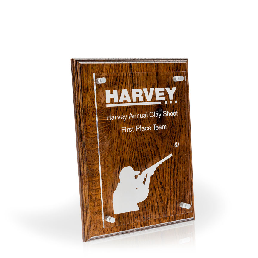 Lumberton UV Print Reclaimed Oak and Acrylic Award Plaque | Eco Award ...