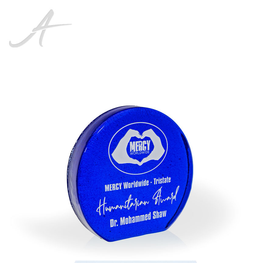 Hope Cobalt Diamond Recycled Glass Award | Engraved Glass Awards ...