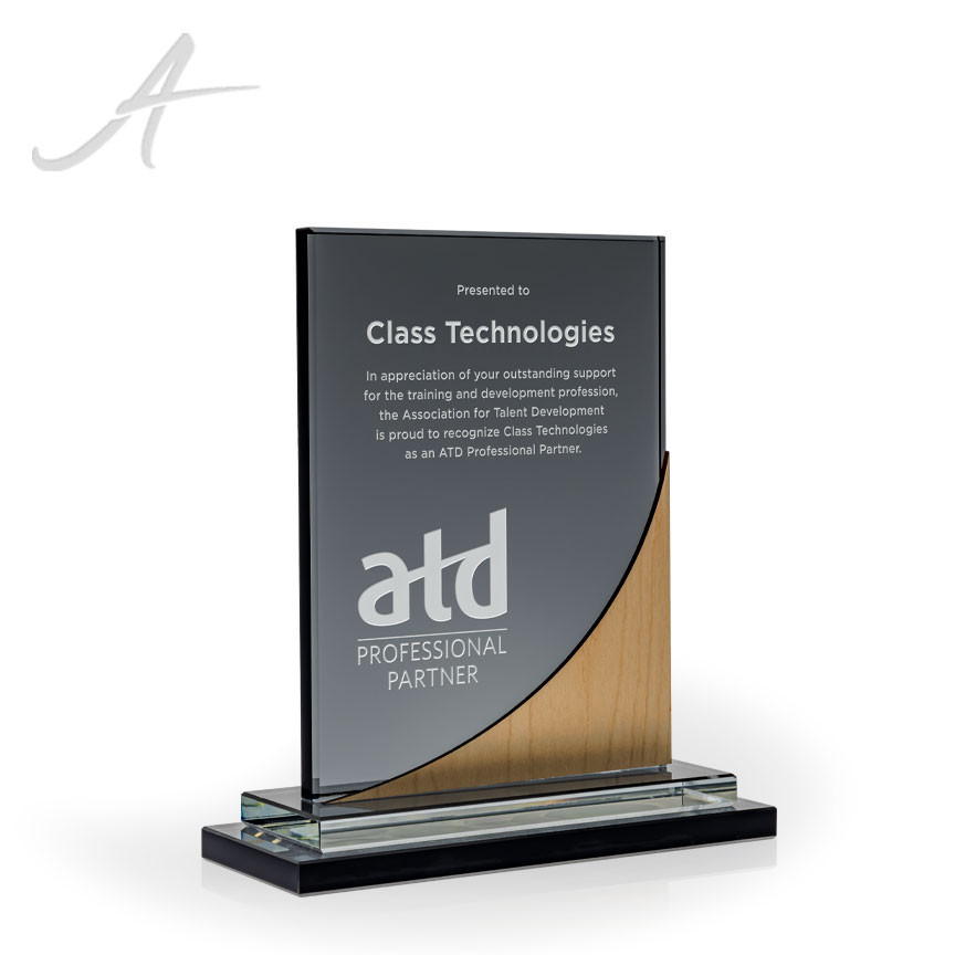 Slate Glass Award with Birch Accent | Engraved Glass Awards | Awarding You