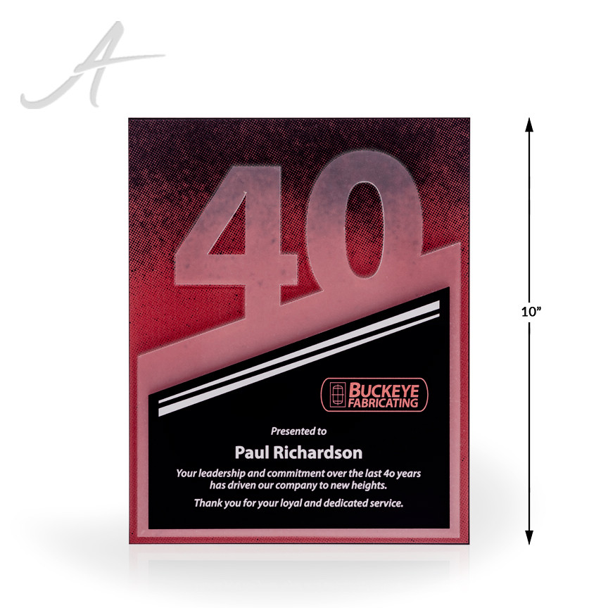 40 Year Flow Award Plaque - UV print | Printed Award Plaques | Awarding You