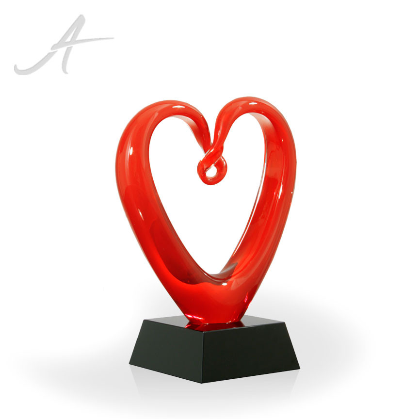 Crimson Red Heart Art Glass Award | Art Glass Awards | Awarding You