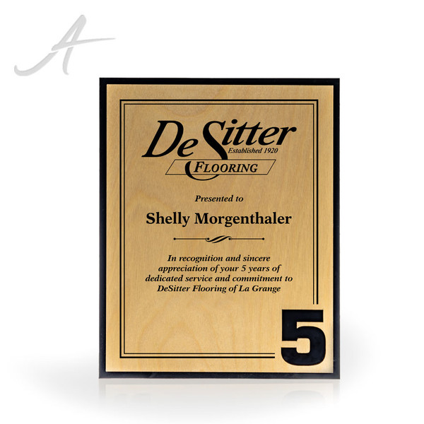 Collin Year Award Plaque with 5 Year Engraving - UV print - 10" Tall ...