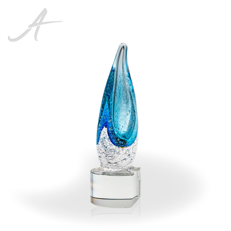 Rainey Blue Flame Art Glass Award - Clear | Art Glass Awards | Awarding You