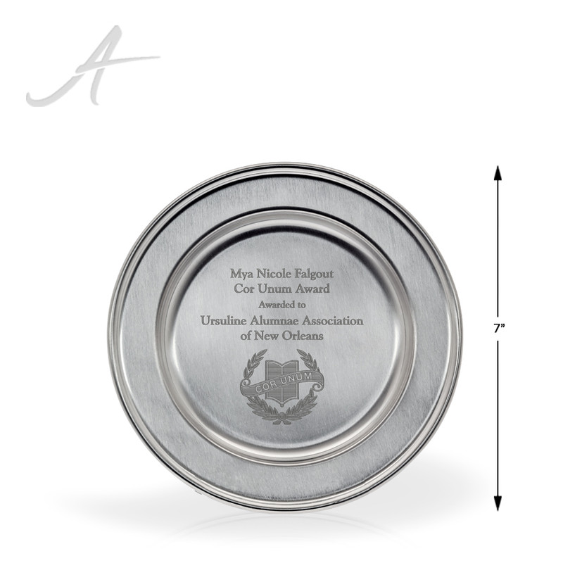 Danforth Pewter Trophy Plate - Satin | 7" | Personalized Trophies ...
