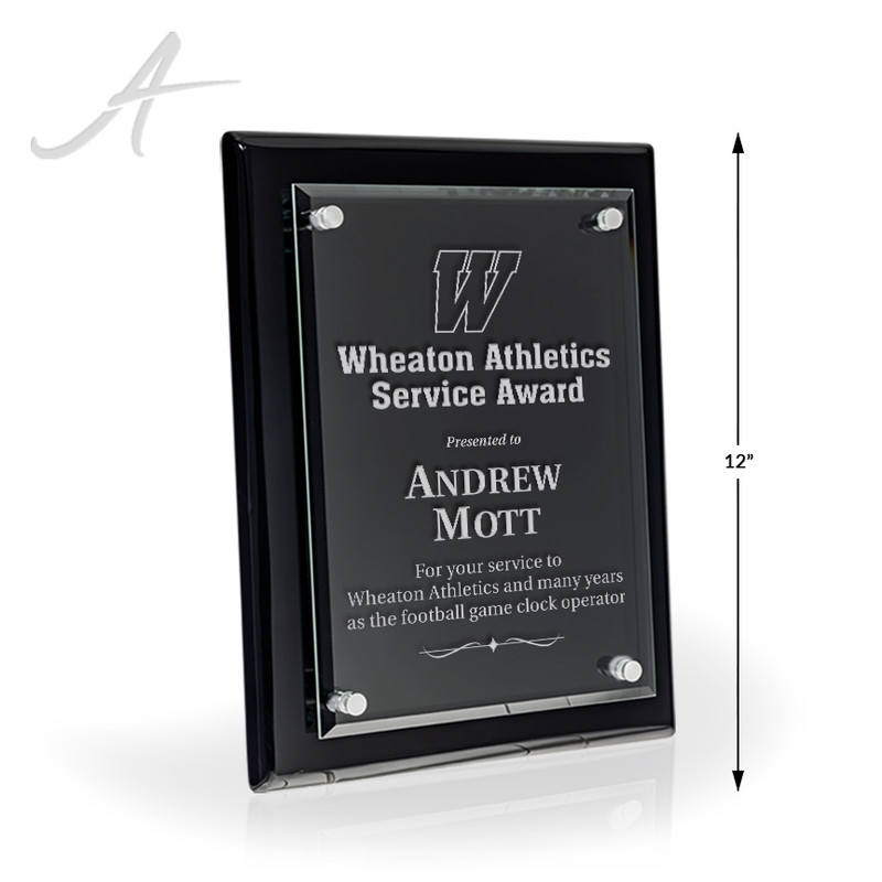Black Tesla Glass Plaques - TW | Engraved Award Plaques | Awarding You