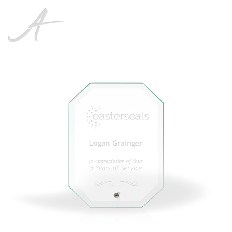 Lucas Beveled Clipped Corner 5x7 Glass Award | Engraved Glass Awards ...