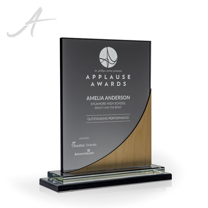 Slate Glass Award with Birch Accent | Engraved Glass Awards | Awarding You