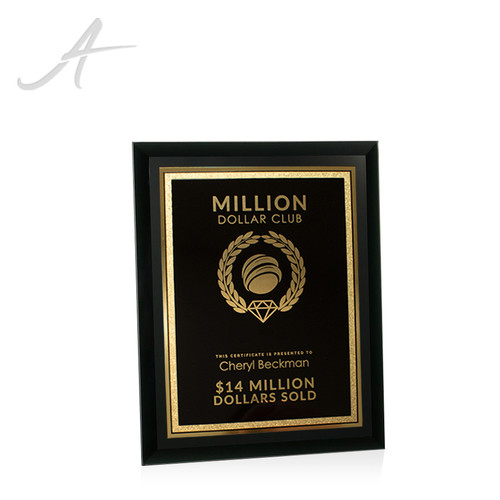 Black Glass & Gold Plate Plaque | Printed Award Plaques | Awarding You