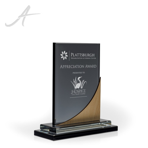 Slate Glass Award with Birch Accent - 8" Tall | Engraved Glass Awards ...