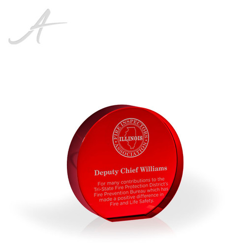 Cirque Red Optic Circle | Engraved Crystal Awards | Awarding You