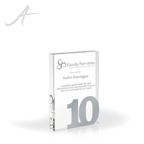 10-Year Acrylic Award - 7" Tall | Acrylic Awards | Awarding You