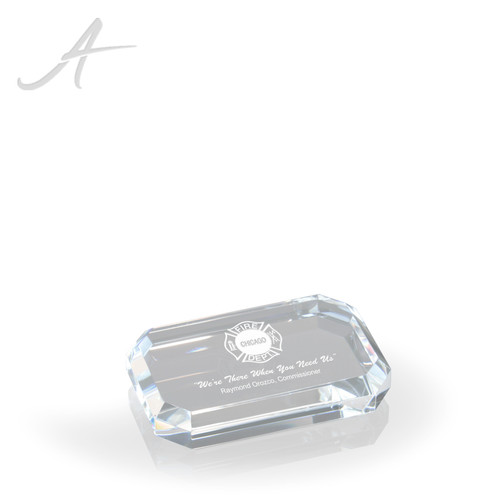 Oblong Gem-cut Crystal Paperweight | Engraved Crystal Awards | Awarding You