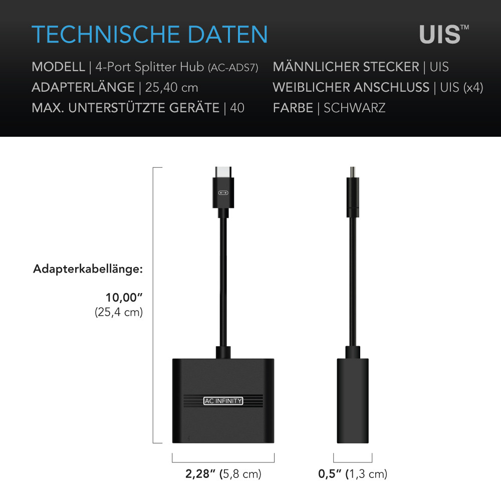 UIS Splitter Hub 4-Port, Adapter Dongle für gemeinsame Programmierung ...