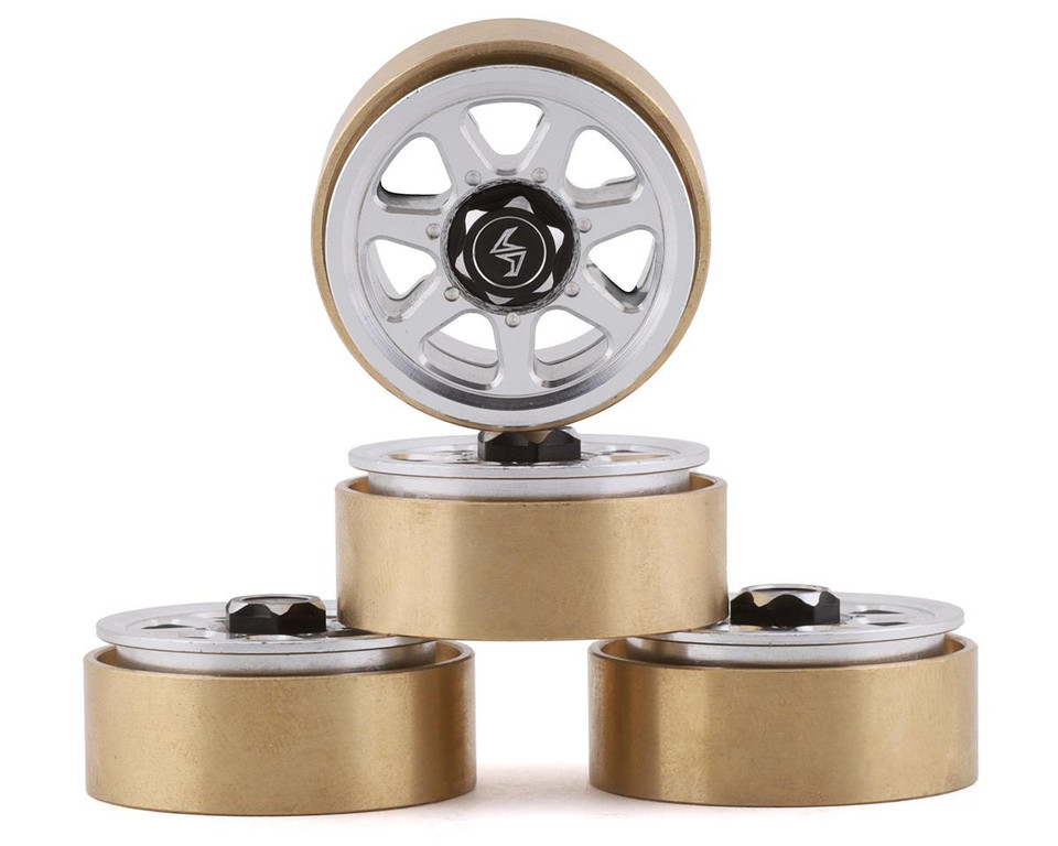 Samix SCX24 Aluminum & Brass 1.0" Beadlock Wheel Set w/Scale Hubs ...