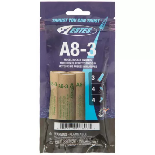 Estes 010017 A8-3 Model Rocket Engines (3pk) (EST1598) - Small ...