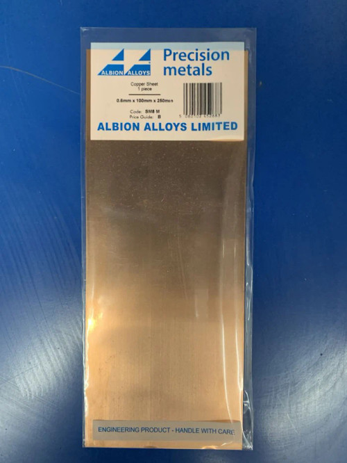 Albion Alloys SM8M Copper Sheet 0.6 mm 1pcs - Small Addictions RC