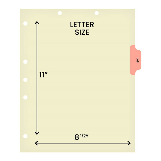 Medical Arts Press Match Colored Side Tab Chart Dividers- Lab, Position ...
