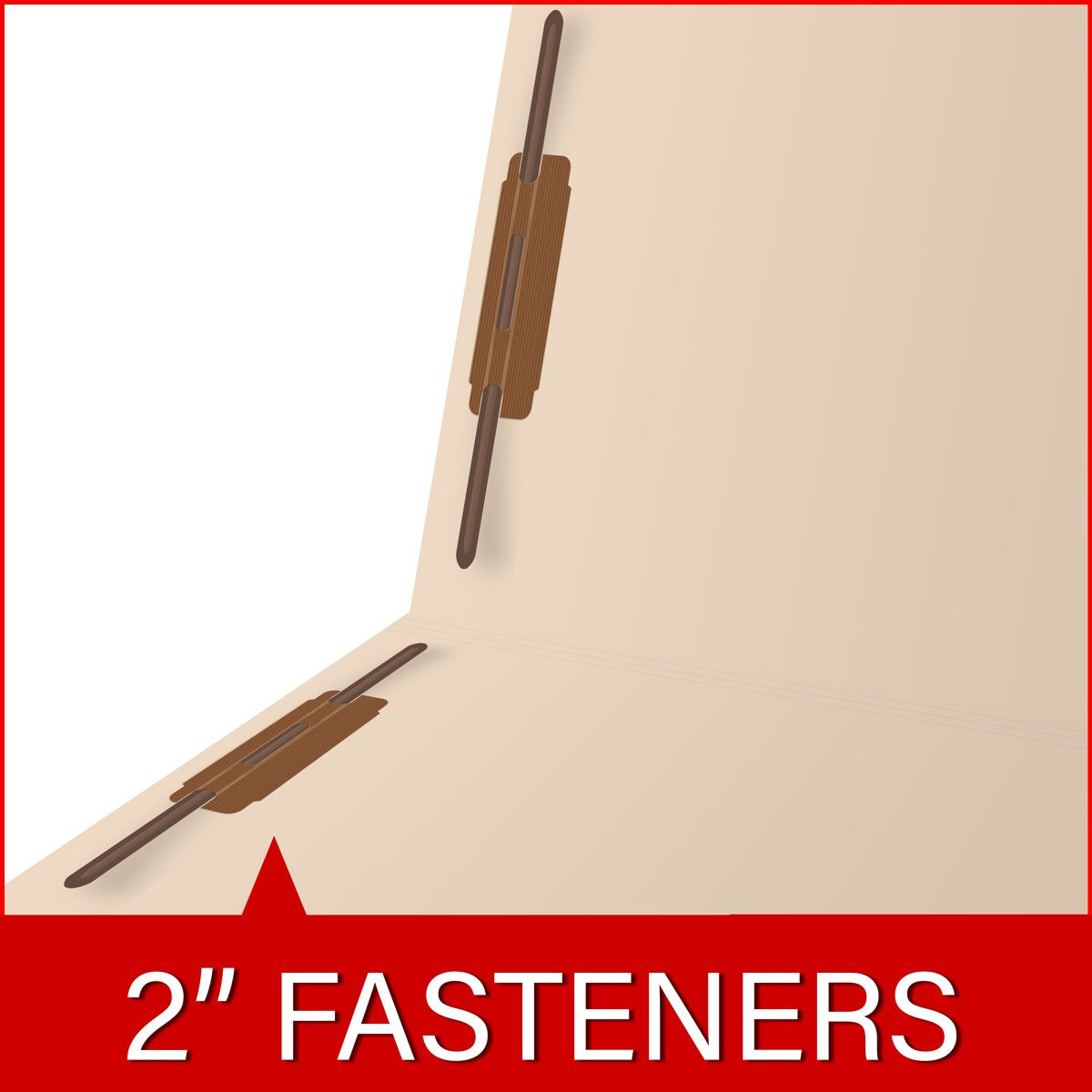 Manila letter size reinforced end tab folder with 2" bonded fastener on ...