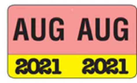 Month/Year Labels 2021 - August - 225 Labels Per Pack - 1-1/2" W x 1" H