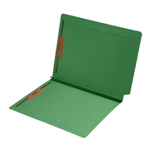 Green letter size reinforced top and end tab folder with 1 1/2" paper ...