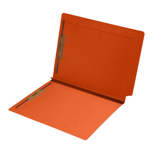 Orange letter size reinforced top and end tab folder with 1 1/2" paper ...