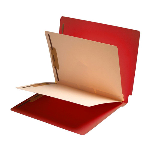 Red letter size reinforced end tab folder with 2" bonded fastener on ...
