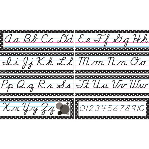 Black Polka Dots Cursive Mini Bulletin Board Set