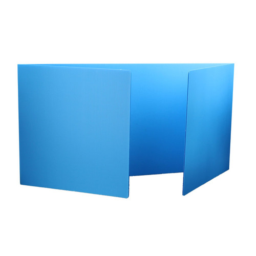 Premium Corrugated Plastic Study Carrels, Blue, 12'' x 4.5'', Pack of 24