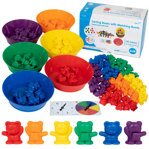 Counting Bears with Matching Bowls - 68pc Set - 60 Bear Counters, 6 ...