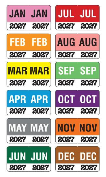 Month/Year Labels 2027 - Complete Set Jan-Dec - 2,700 Labels ...