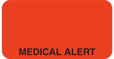 Medical Alert 1-5/8"x7/8" Fl-Red | Allergy Warning Labels | Veterinary ...