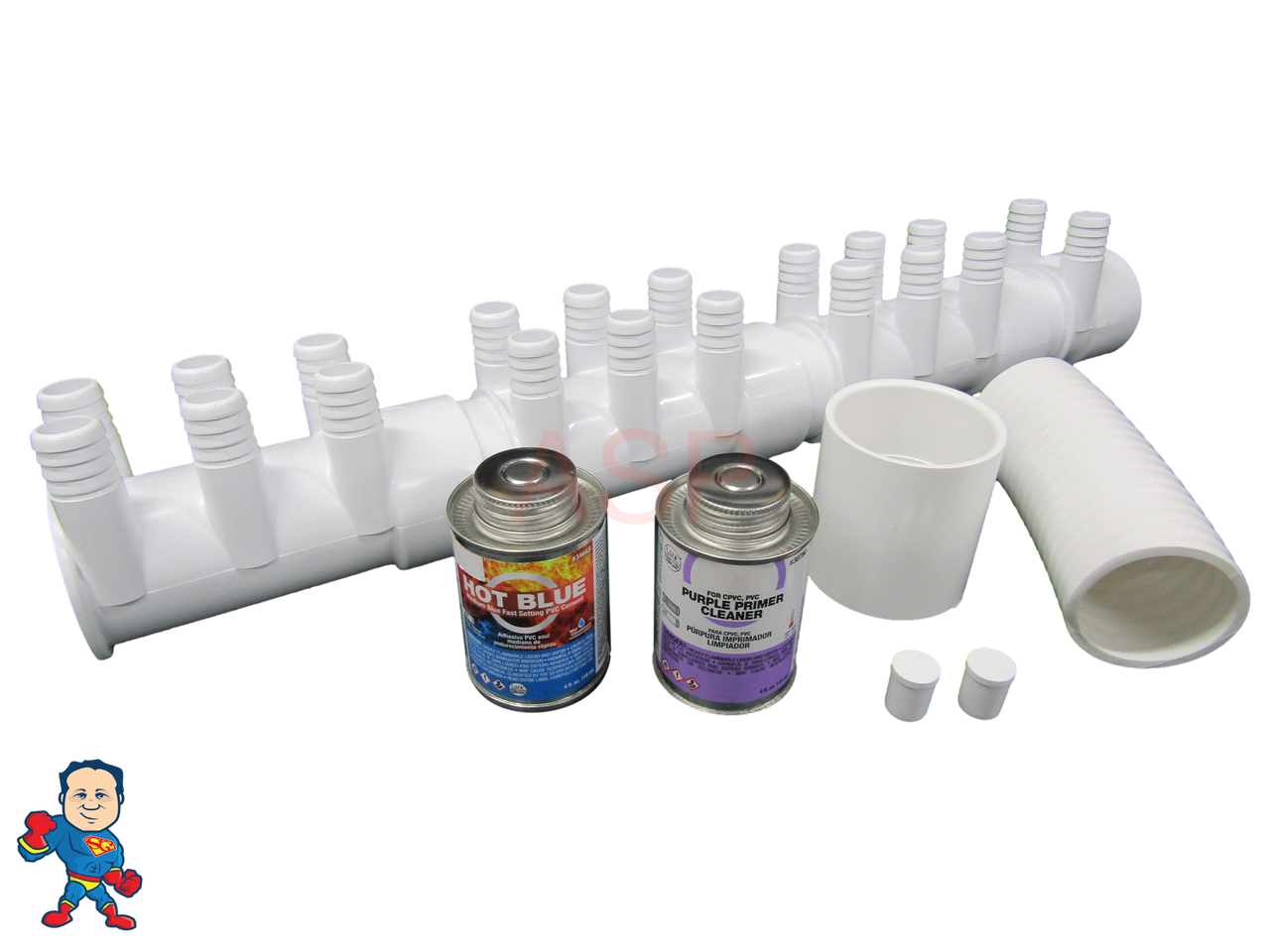 Water Manifold, Base Glue Kit, 2" with (20) 3/4" Outputs & Coupler ...