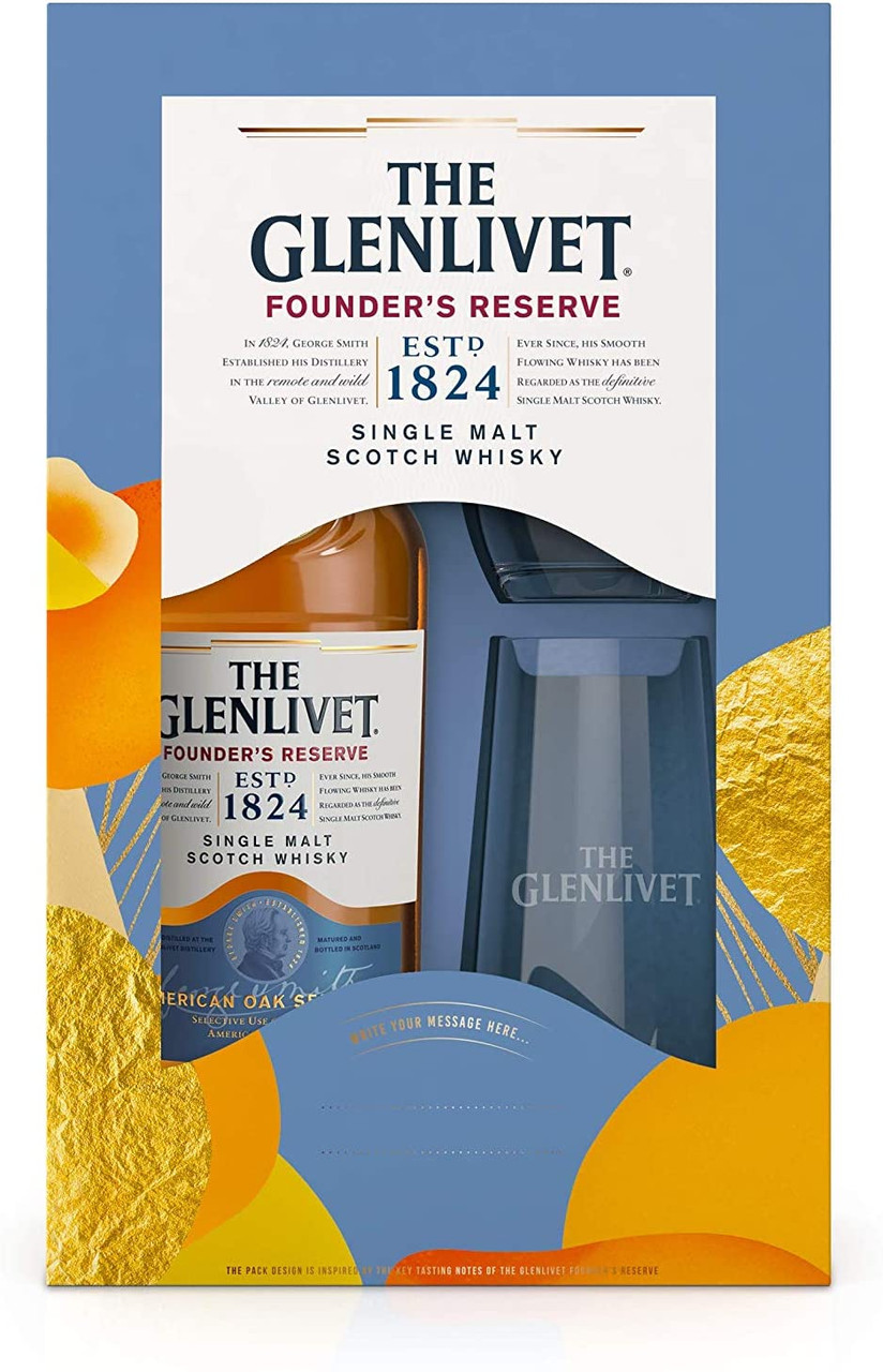 The Glenlivet Founder's Reserve Whisky Gift Set With 2 Glasses (70cl ...