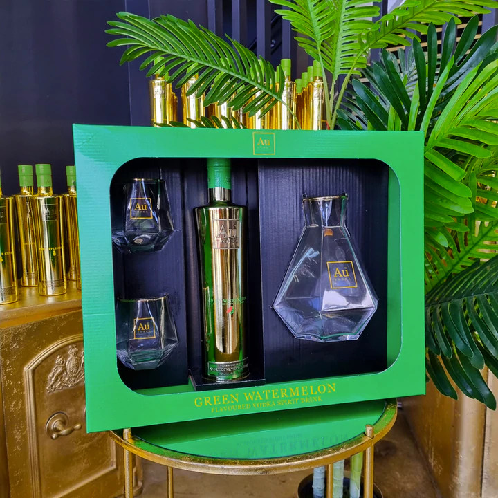 Au Vodka Green Watermelon Diamond Cut Gift Set (70cl) - Champagne One