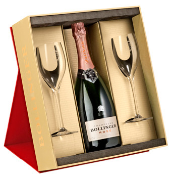 Bollinger Rose Gift Set In Red Gift Box With 2 Elizabeth Glasses (29cl ...