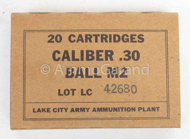 30-06 M2 Ball Lake City 1969 USGI 20rd Boxs - Packrats Collectibles LLC
